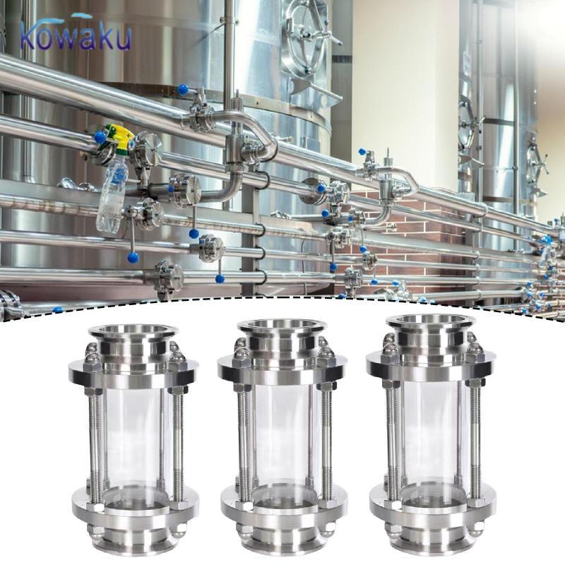 kowaku Clear Glass Tube Stainless Steel Clamp Flow Indicator in-Line ...