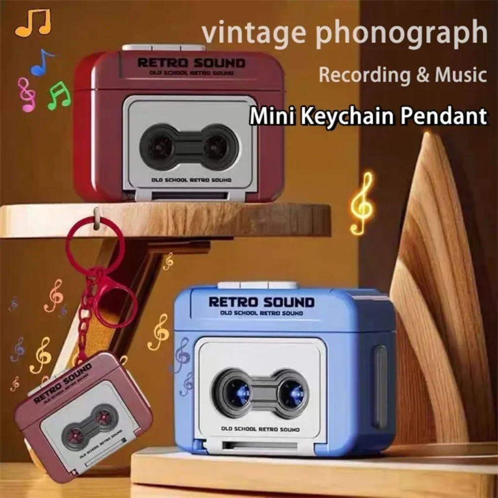 Keychain Mini Recordable Mini Retro Cassette Recorder Classic Fun Red ...