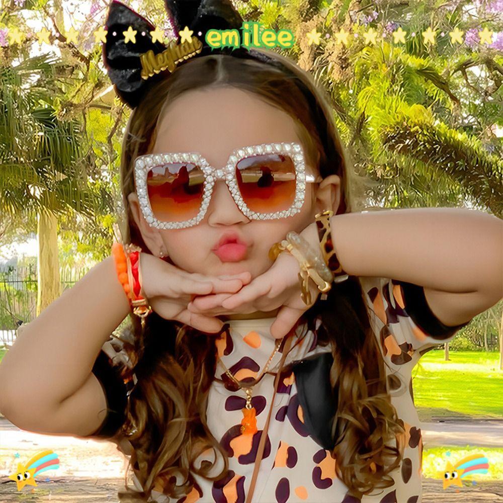 EMILEE Kids Square Sun Glasses, Rhinestone Sparkling Crystal Children ...