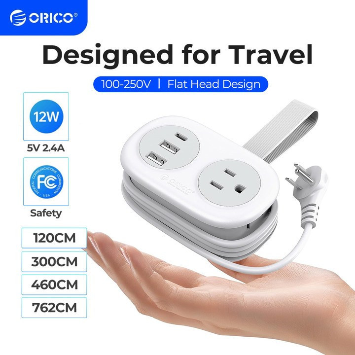 ORICO Portable Extension Cord Travel Power Strip 45° Angle Multiple ...