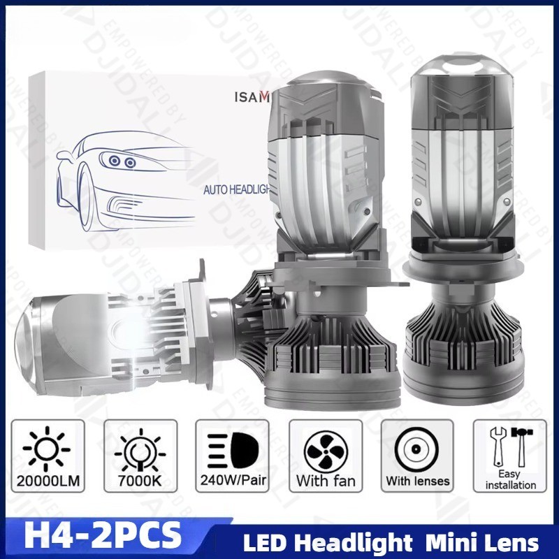 MO1U H4 Mini Projector Lens Car Headlights High Low Light 120W 6000K Bi ...