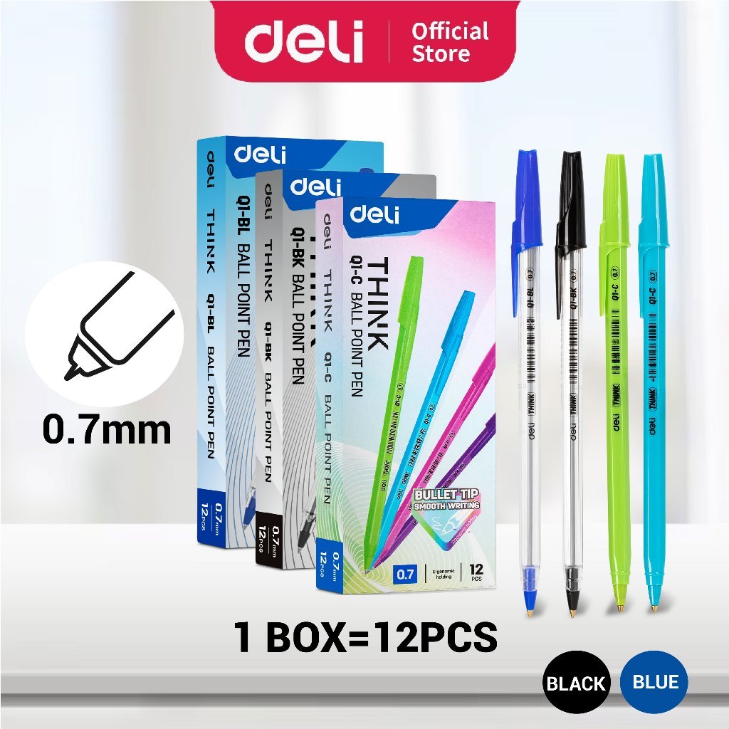 Deli Ballpoint Pen (0.7mm) Smooth Writing Smear Free Office Supplies ...