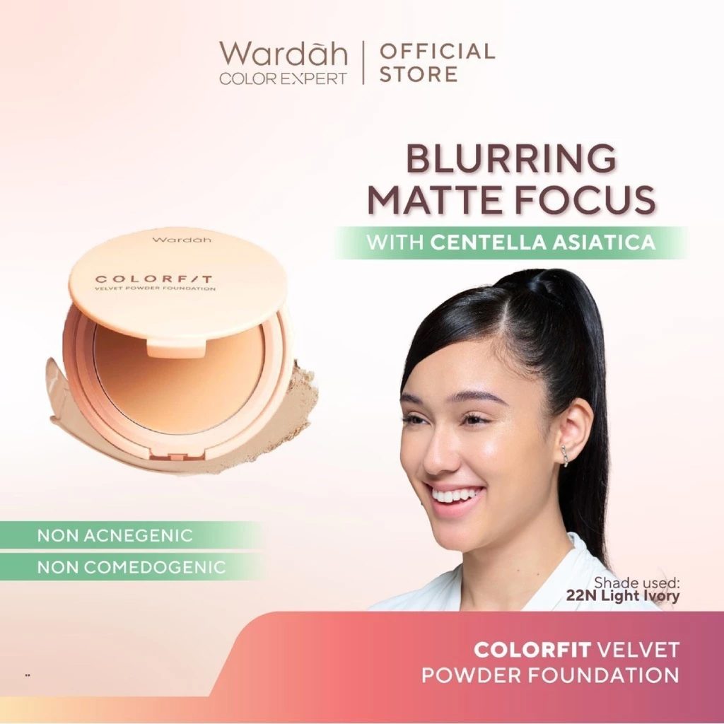 Wardah Colorfit Velvet Powder Foundation - Oil Control with SPF 33 PA++ ...