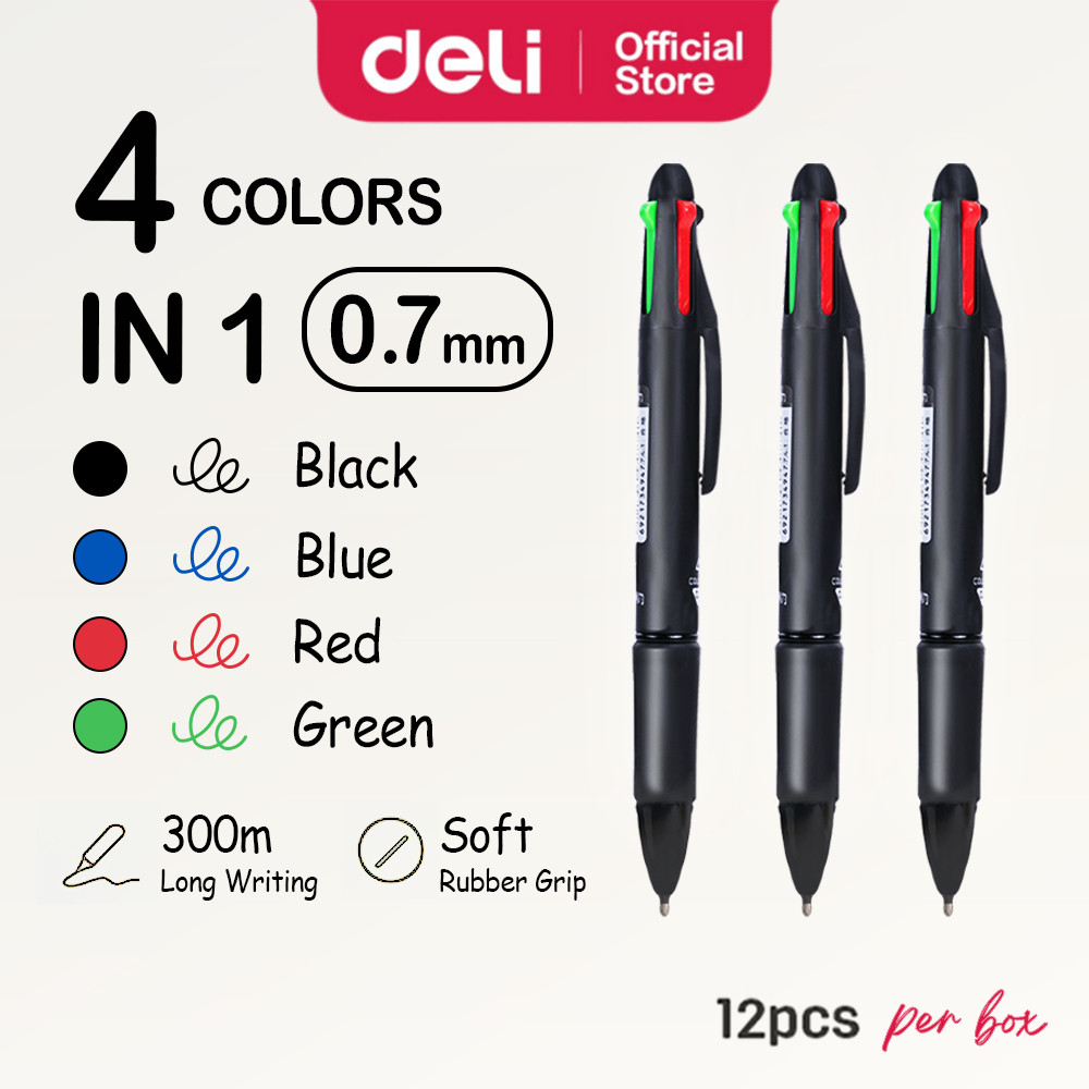 Deli 4-in-1 Multipen Color Ball Pen 0.7mm Gel Pen Ballpoint Multi ...