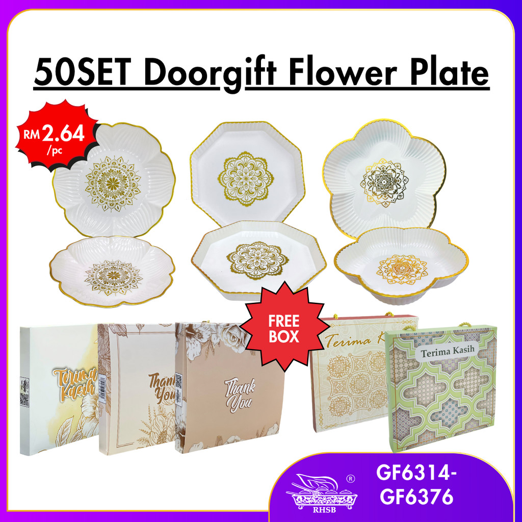 50 Set 7 INCH DOORGIFT MANGKUK BUNGA/ DOORGIFT VIP/FLOWER SHAPE PLATE ...
