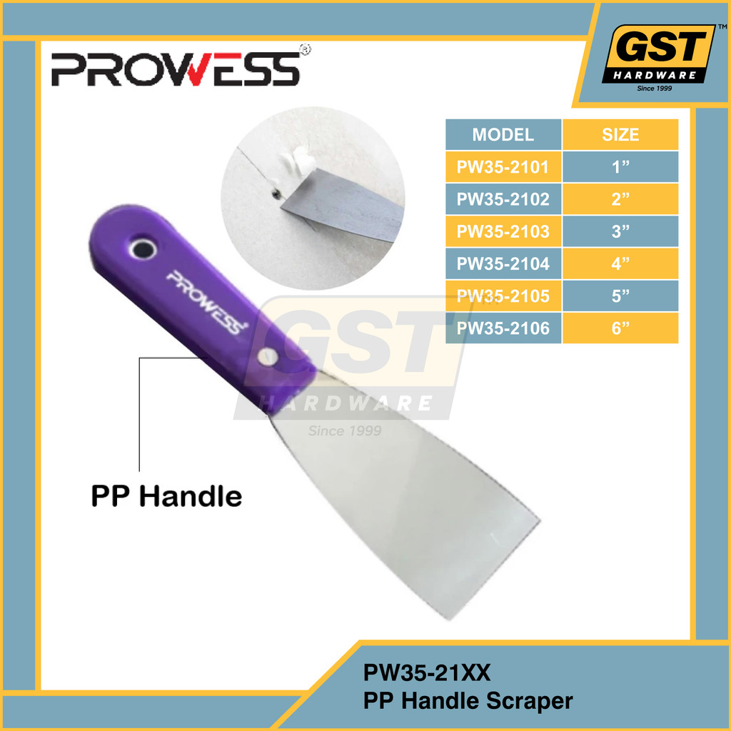 Prowess PP Handle Scraper Paint Putty Knife 1" / 2" / 3" / 4" / 5" / 6 ...
