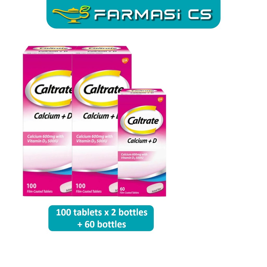 Caltrate Calcium + D 600mg with vitamin D 100 Tablets x 2 Bottles EXP ...