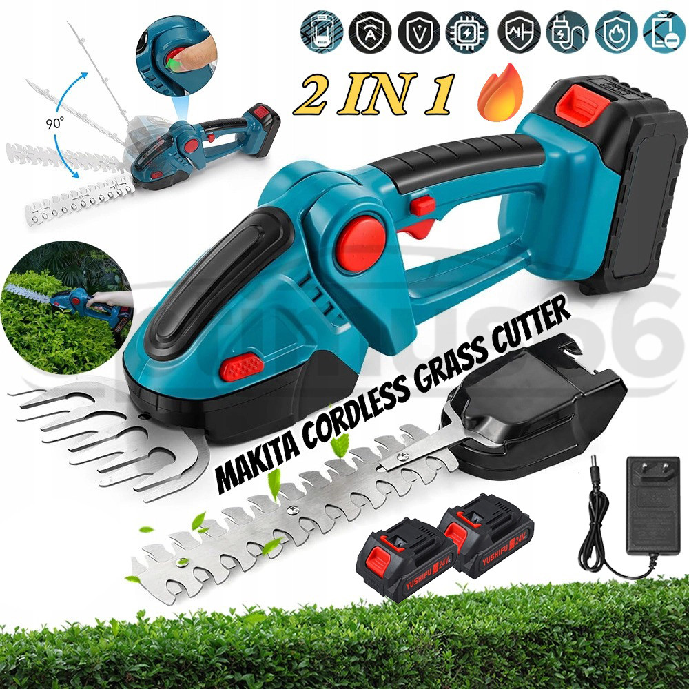 Makita Cordless Grass Cutter 2 IN 1 Shrub Hedge Trimmer Machine Garden ...