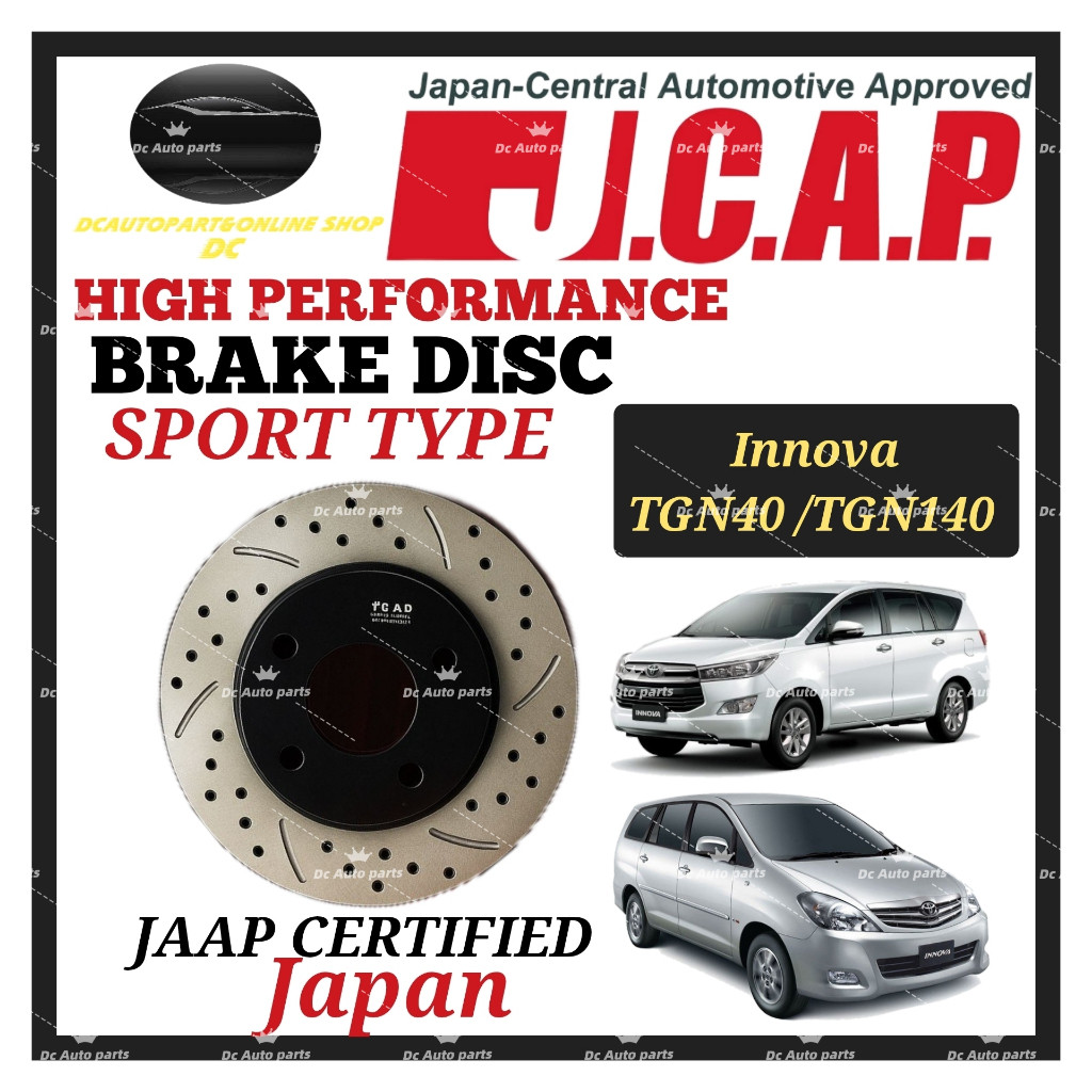 JCAP JAPAN TOYOTA INNOVA TGN40 TGN140 DRILLED SLOTTED SPORT DISC ROTOR ...