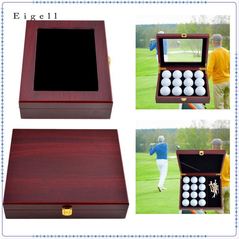 Eigell Wooden Golf Ball Display Storage Box Red Color 12 Holes ...