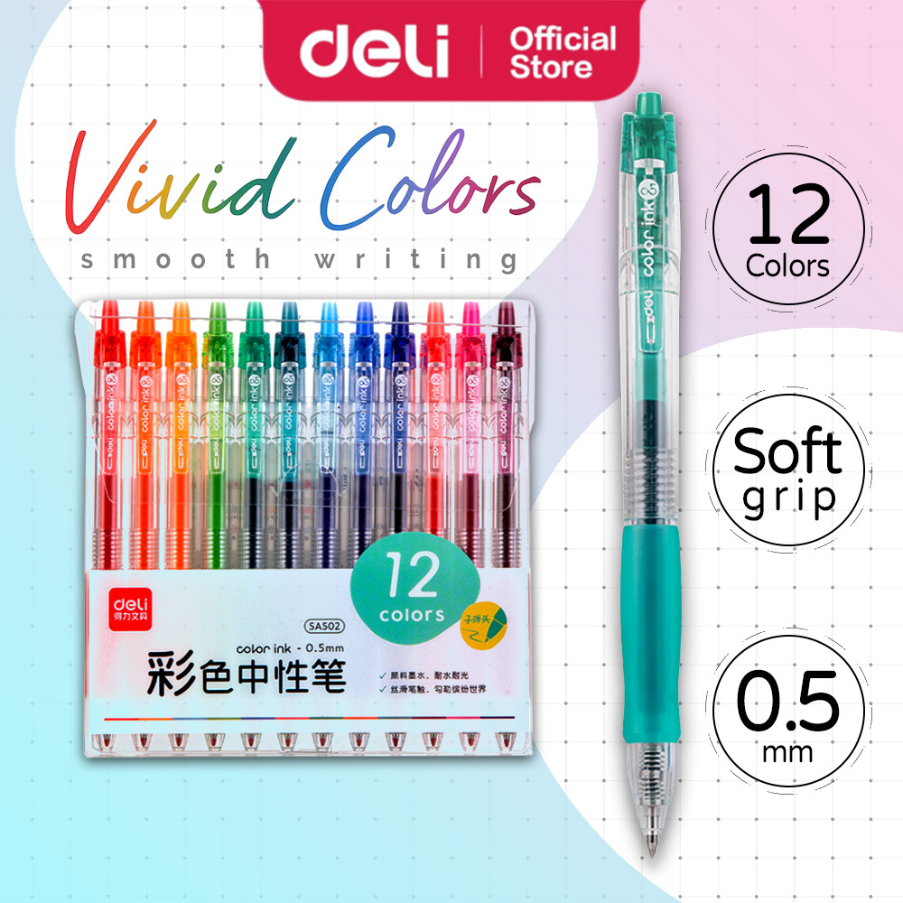 Deli Gradient Gel Pen Multiple Colour Pen 0.5mm Smooth Writing ...