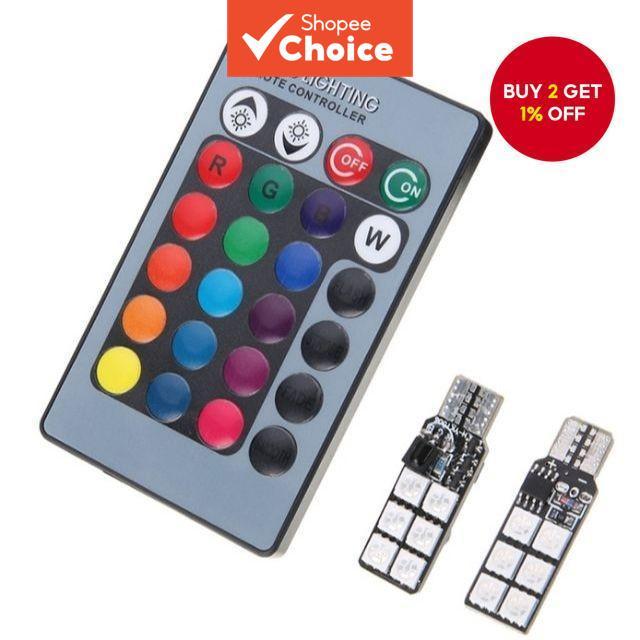 T10 12LED RGB Remote Control Multi Color 5050 Car Light Bulb Headlamp ...