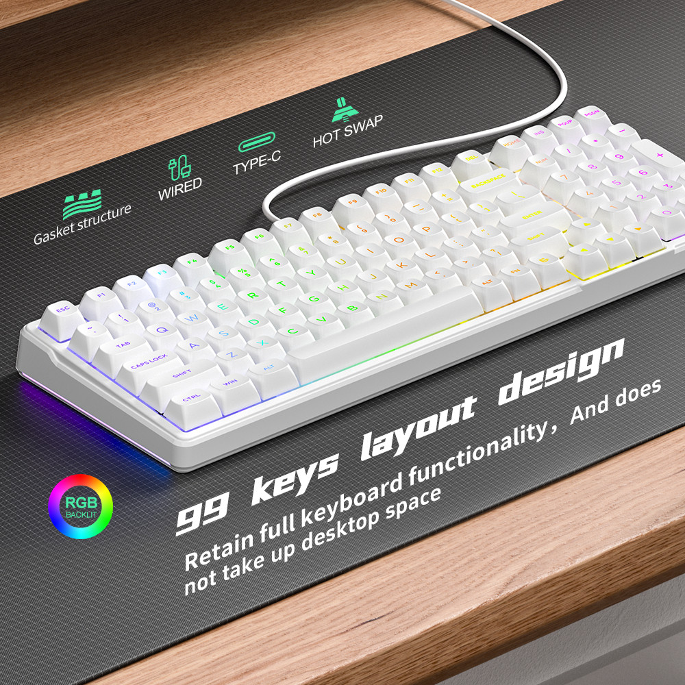 ZIFRIEND ZT99 Gaming Mechanical Keyboard Wireless Gasket Original 99 ...