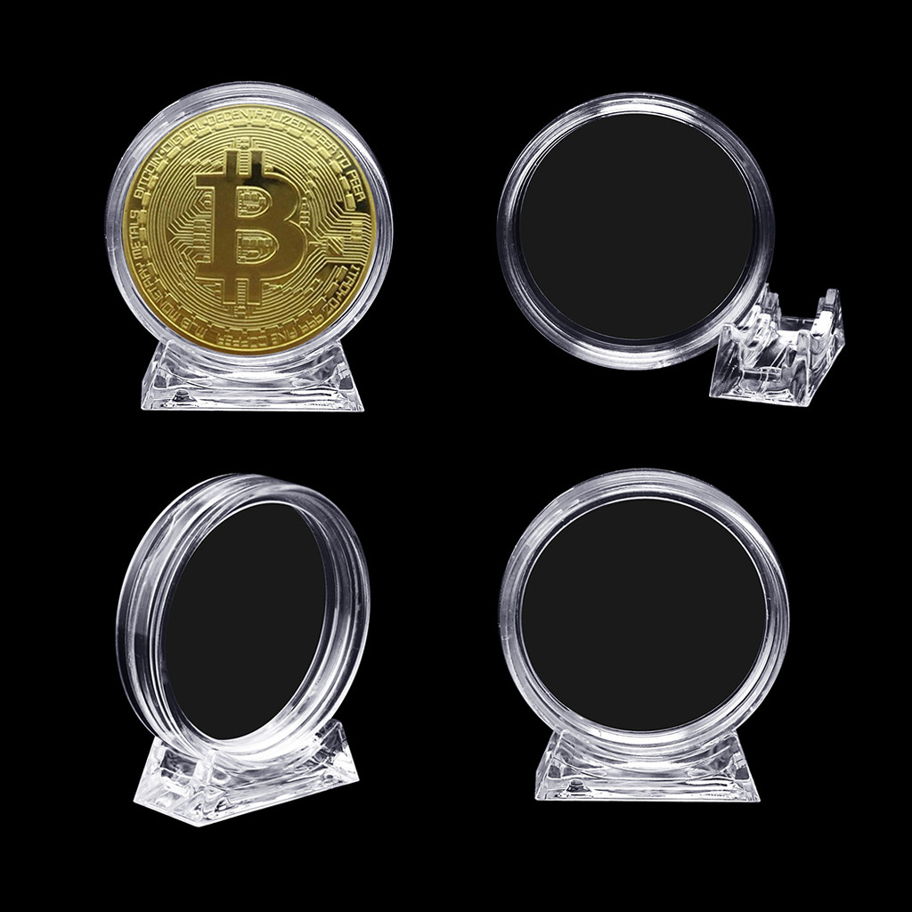 10PCS 40mm Coin Capsule Display Stand Acrylic Round Coin Collecting ...