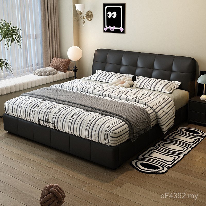 Atmospheric Modern Simple Double Bed Girl Single Master Bedroom Puff ...