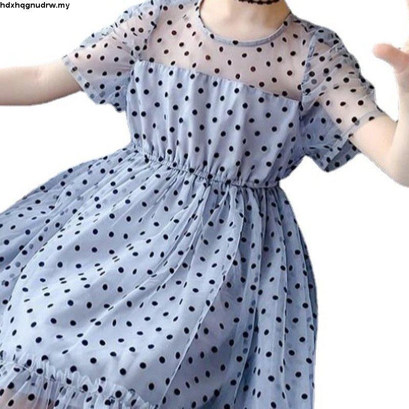 Girls Dress Short Sleeve Polkadot Kids Girl Princess Dresses White ...