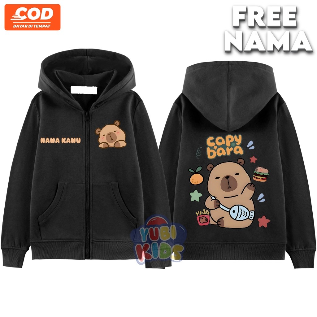 Cute Capybara Children's Zipper Jacket Children's Zipper Jacket/ with ...