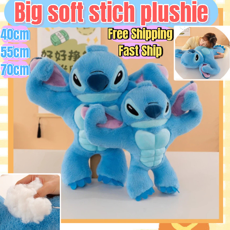 (Ready Stock) 40/55cm Muscle Stitch plushie Cute stitch plush toy lilo ...