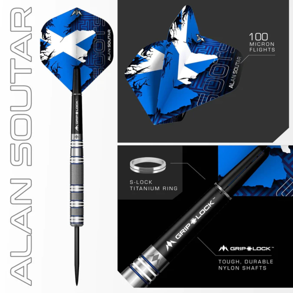 MISSION STEEL TIP DART - 24G Alan Soutar Soots Blue White 95% Tungsten ...