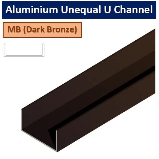 Dark Bronze Aluminium Unequal U Channel Frame Profile MB Color Aluminum ...