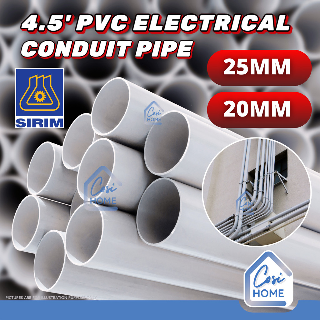SIRIM 4.5 FEET PVC Electrical Conduit Pipe 20mm 3/4''/25mm Paip PVC 1 ...