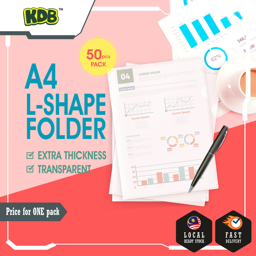[50'S PACK] A4 PP L SHAPE FOLDER (EXTRA THICK) / PP L SHAPE FILE TEBAL ...