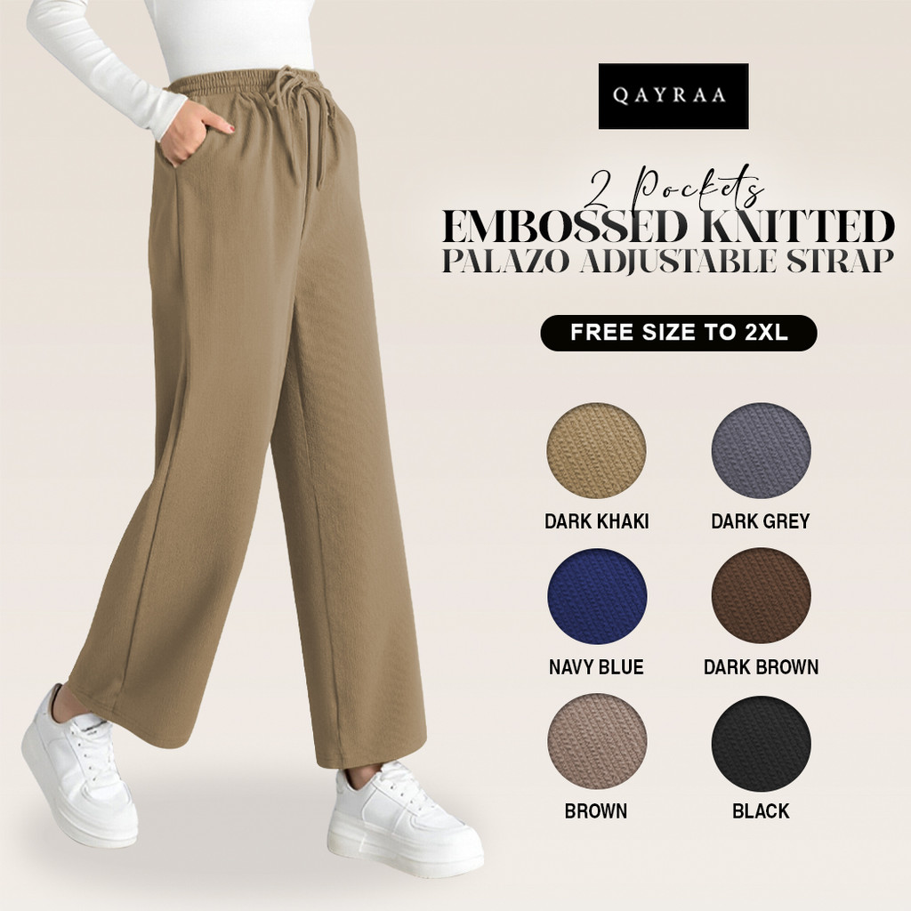 【NEW】QAYRAA ZUKA 2 Pockets Palazzo Tali Adjustable/Seluar Wanita Slack ...