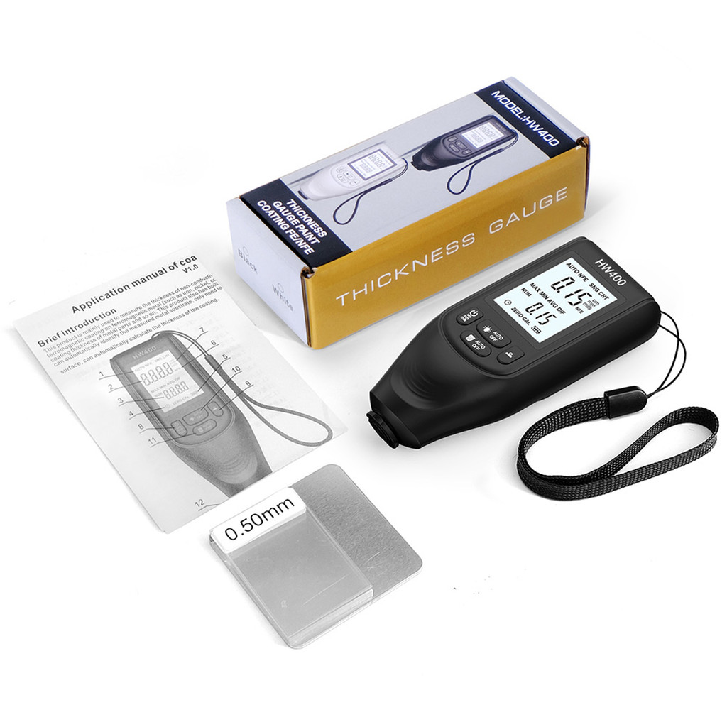 HW-400 Digital Paint Thickness Gauge 0-2000UM Paint Mil Thickness ...