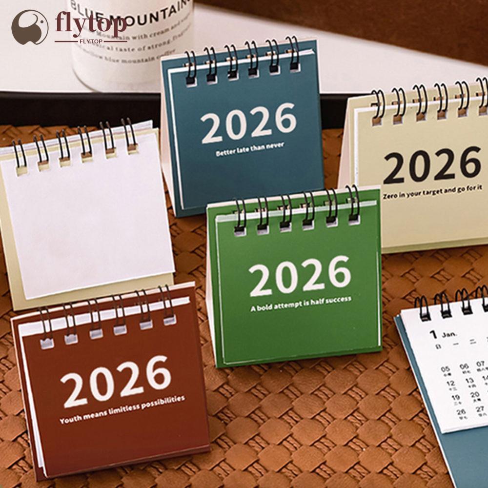 FLYTOP 2025.6-2026.12 Mini Simple Calendar Small Desk Calendar Creative Coil Calendar Planner ...