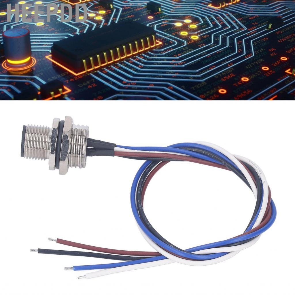 HEEPDD Panel Mount Jack Socket Easy Connection Power Cable 4 Pin M12 ...
