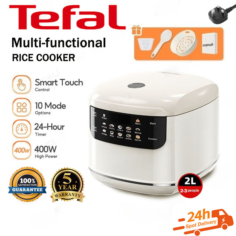 Tefal 2L Low-Sugar Rice Cooker 400W Smart LED Display 10 Modes 24-Hour ...