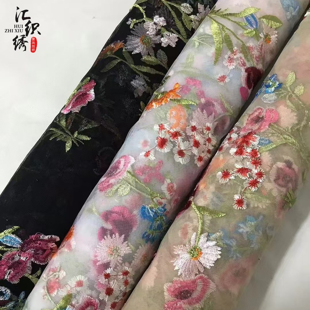 Bahan Kain Bunga Jala Sulaman Pelbagai Warna Sulaman Ringan | Shopee ...
