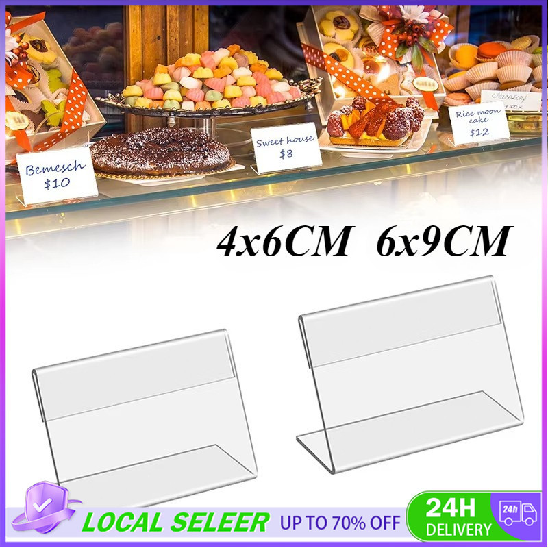 Acrylic Price Tag Holder Mini Label Deskstop Name Card Stand L-shape ...