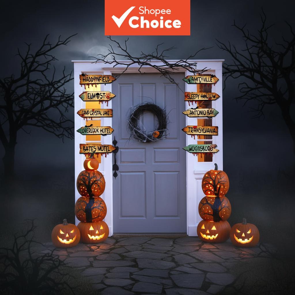 Spooky Cardboard Cutout Halloween Decorations Hiasan Halloween Potongan ...