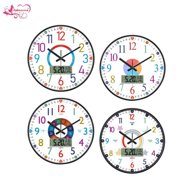 Abbraccia Kids Wall Clock Silent Non Ticking Learning Clock for Kids ...