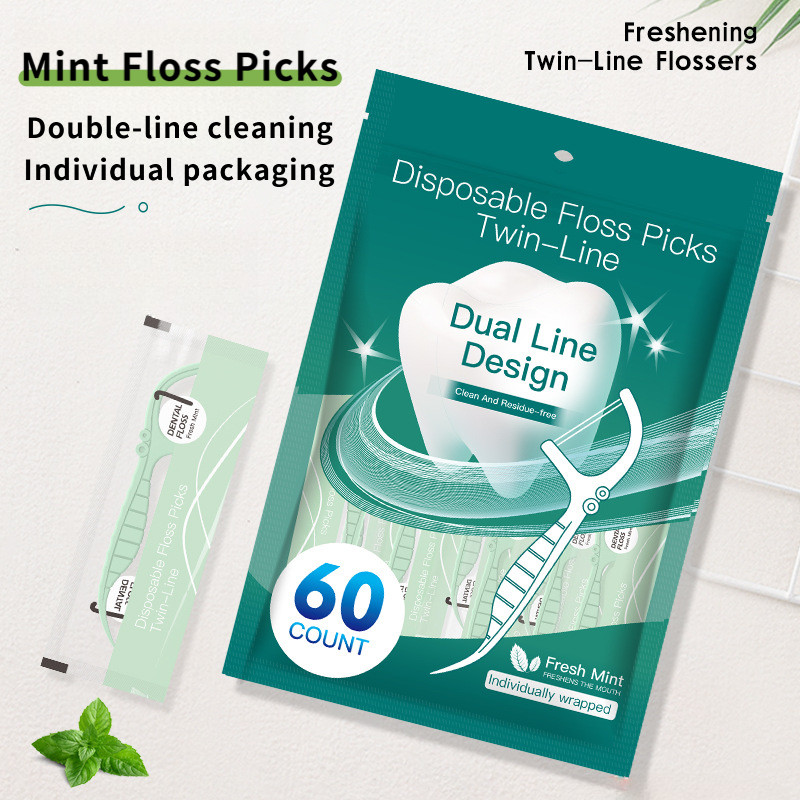 Individually Wrapped Mint Floss | Dual Thread Portable Dental Floss ...