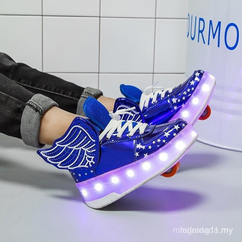XONGT Double-wheeled Heelys rechargeable LED shoes adult roller shoes ...