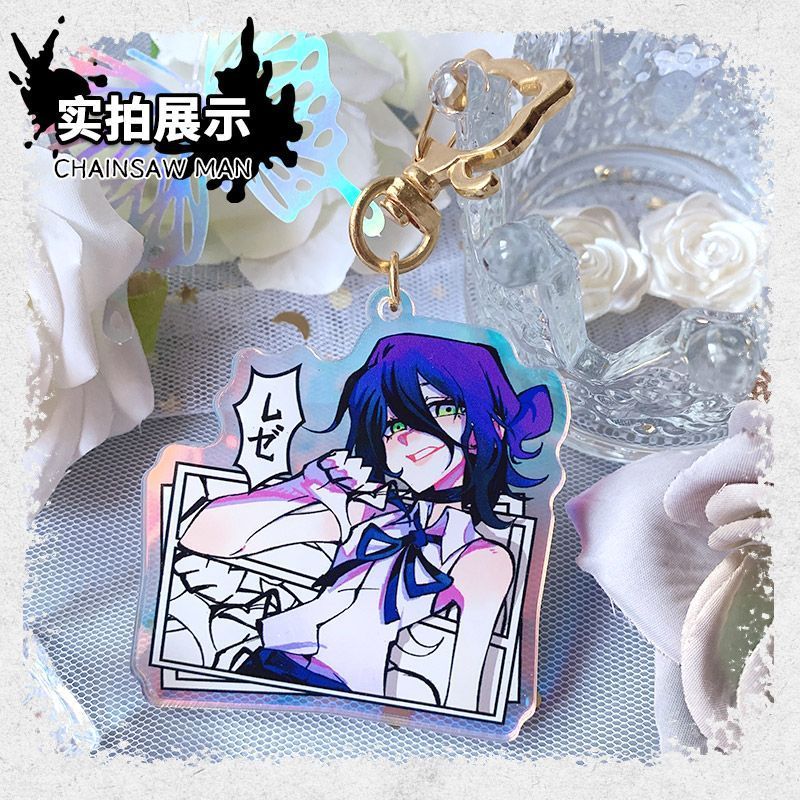 Anime Keychain Women Chainsaw Man Acrylic Key Chain Man Denji Key Ring ...