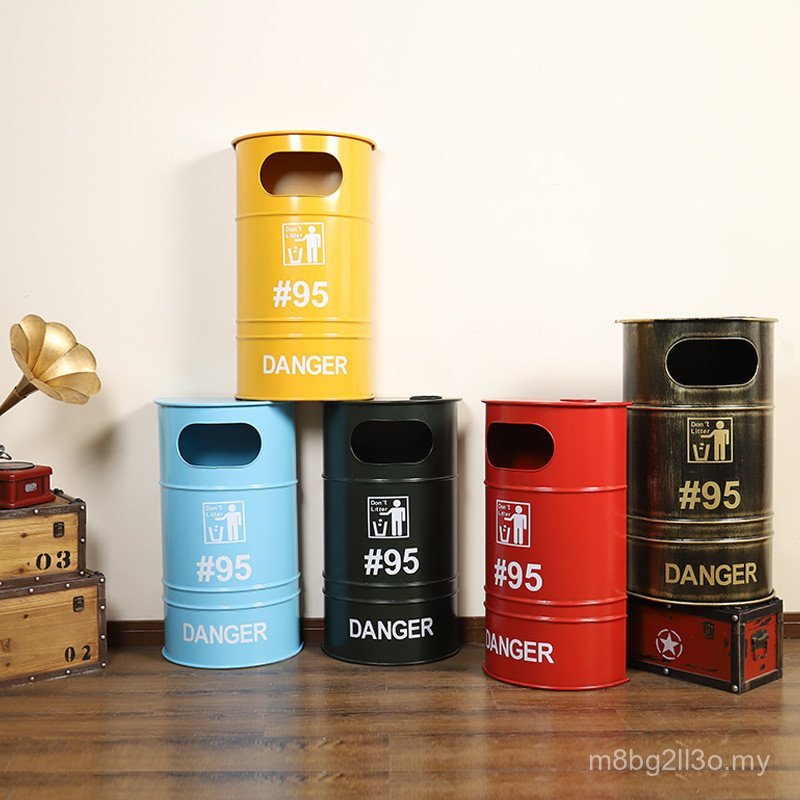 Seni Besi Retro Separuh Bulat Drum Minyak Tong Sampah Tong Penyimpanan ...