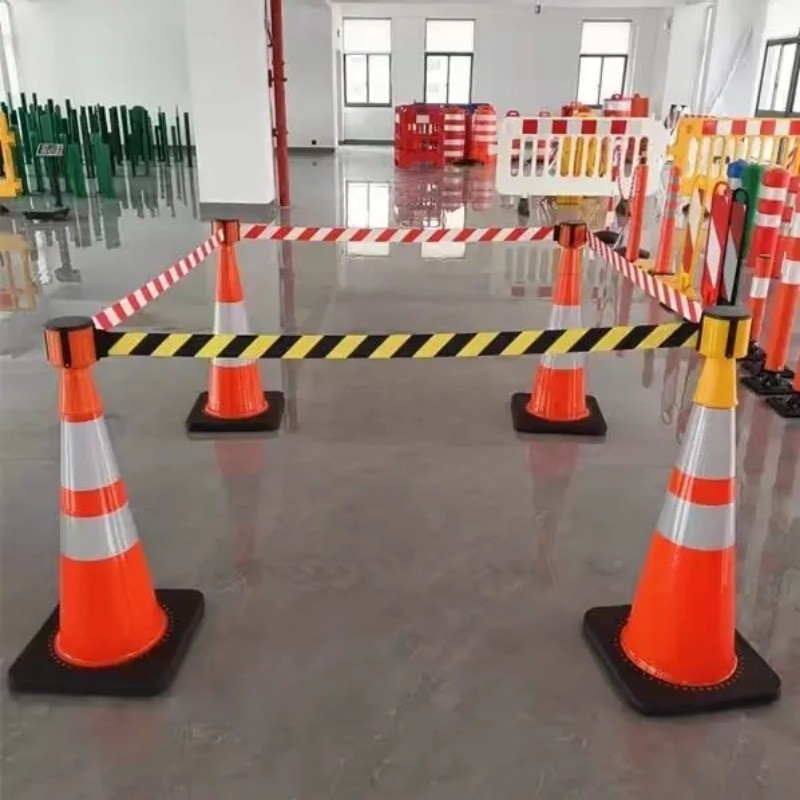 Telescopic road cone telescopic head red and white telescopic belt ...