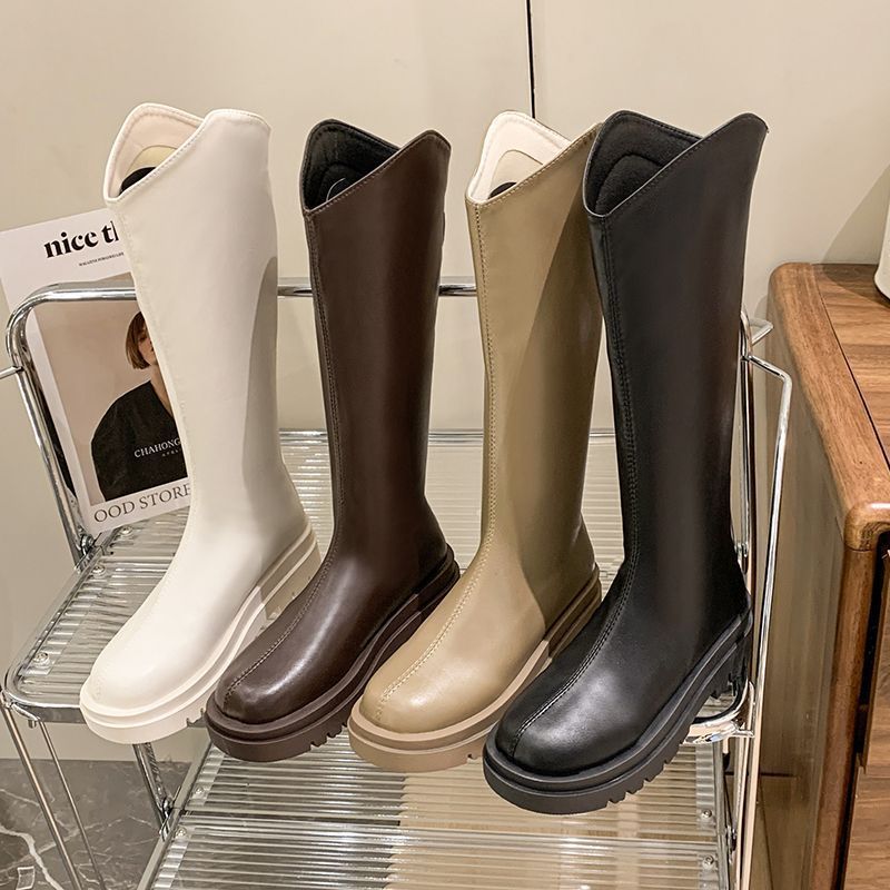Slimmer Look Martin Boots Female British Style Tall 34 Leather Boots ...