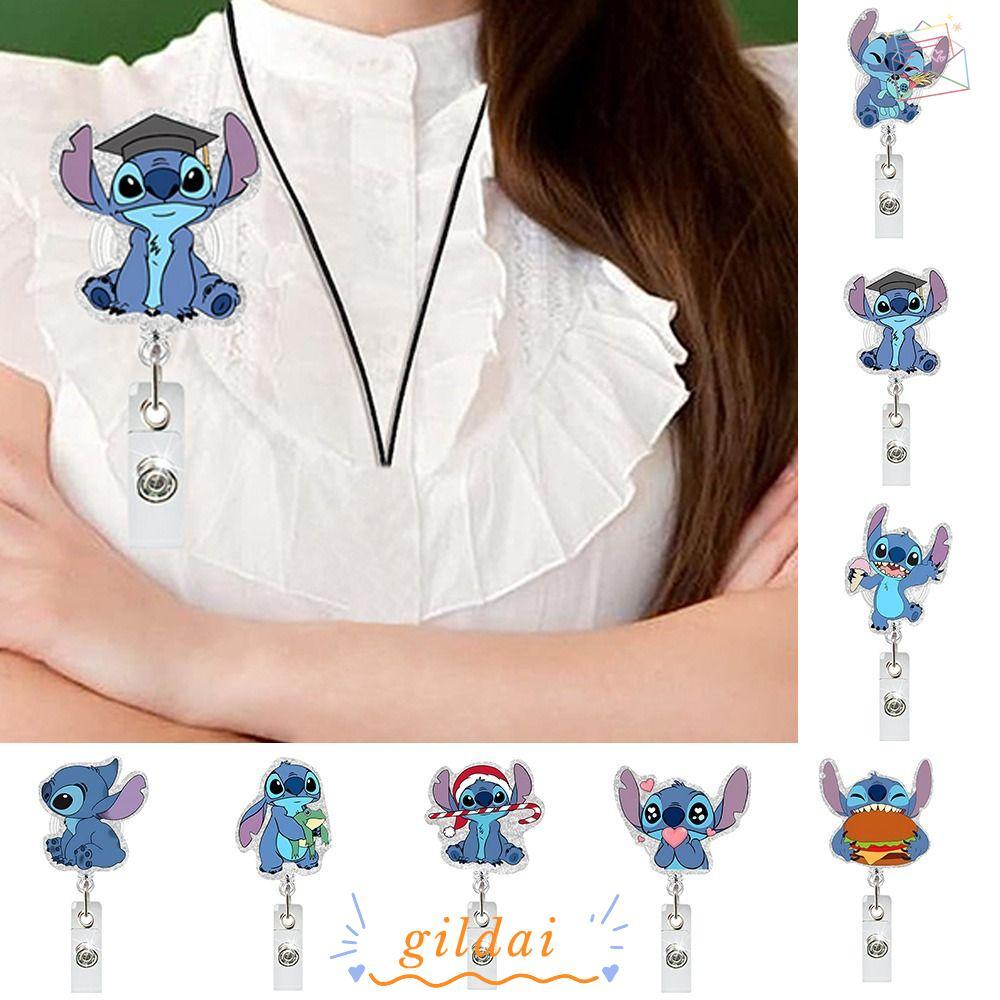 GILDAI Name Tag Holder, Anime Cartoon Stitch Badge Reels, Gift Kawaii ...