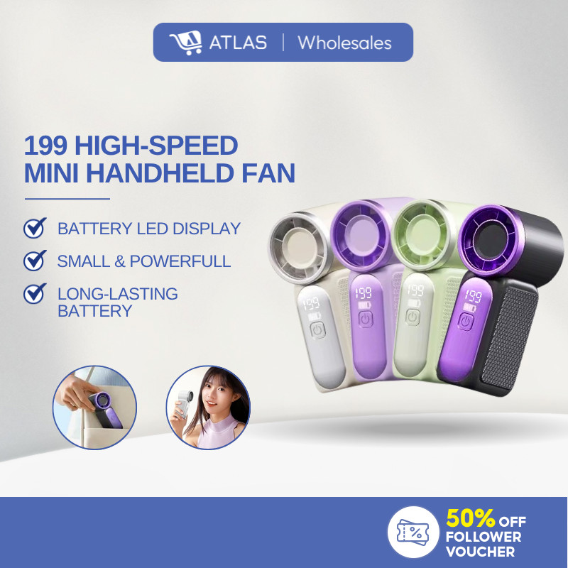 ATLAS X688 Mini Fan Portable Handheld Fan USB Rechargeable Turbo Fan ...