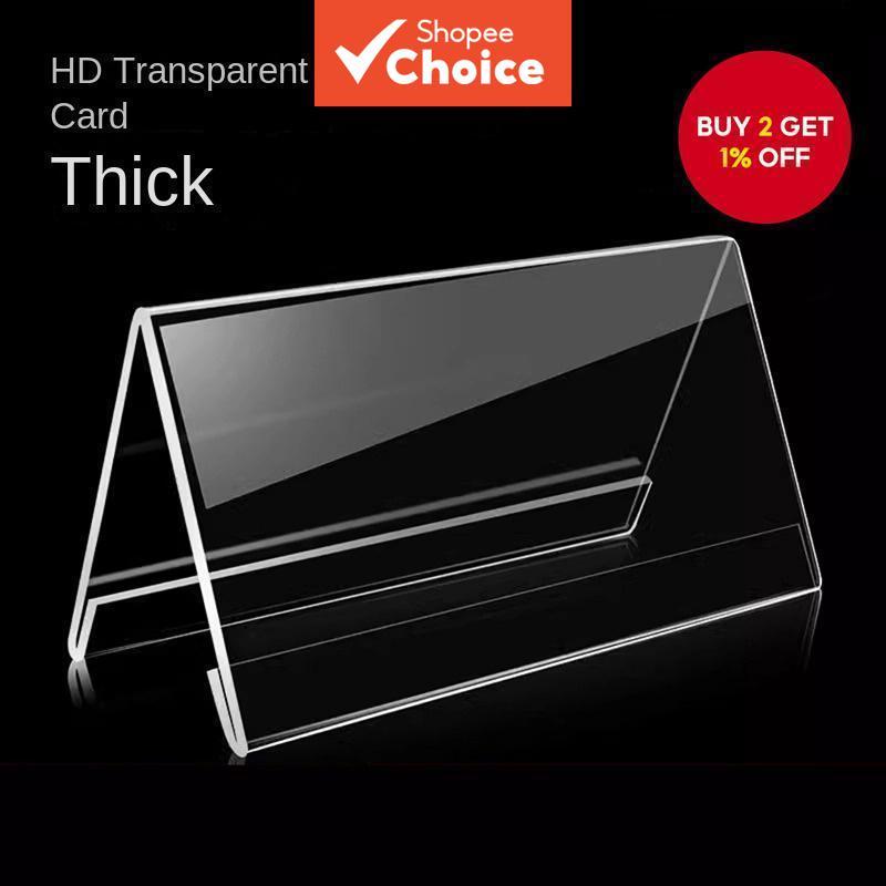 V-Shape Name Card Stand - Transparent Desk Display Holder 10pcs ...