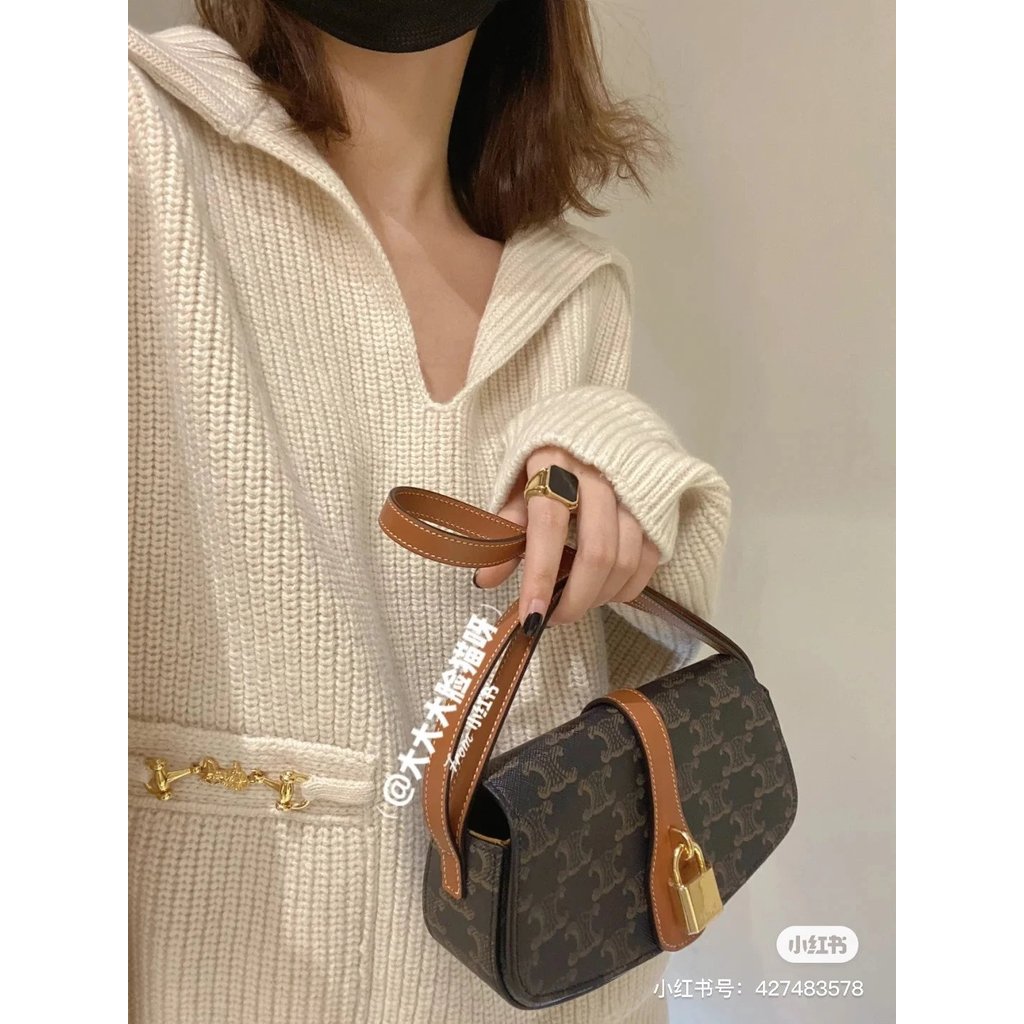 Celine Celine Saddle Lock Bag Retro Mini Saddle Bag Concave Shape Must-Have | Shopee Malaysia