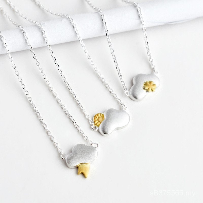 Sun Color Separation Silver Small Cloud Dimension Necklace Lightning ...