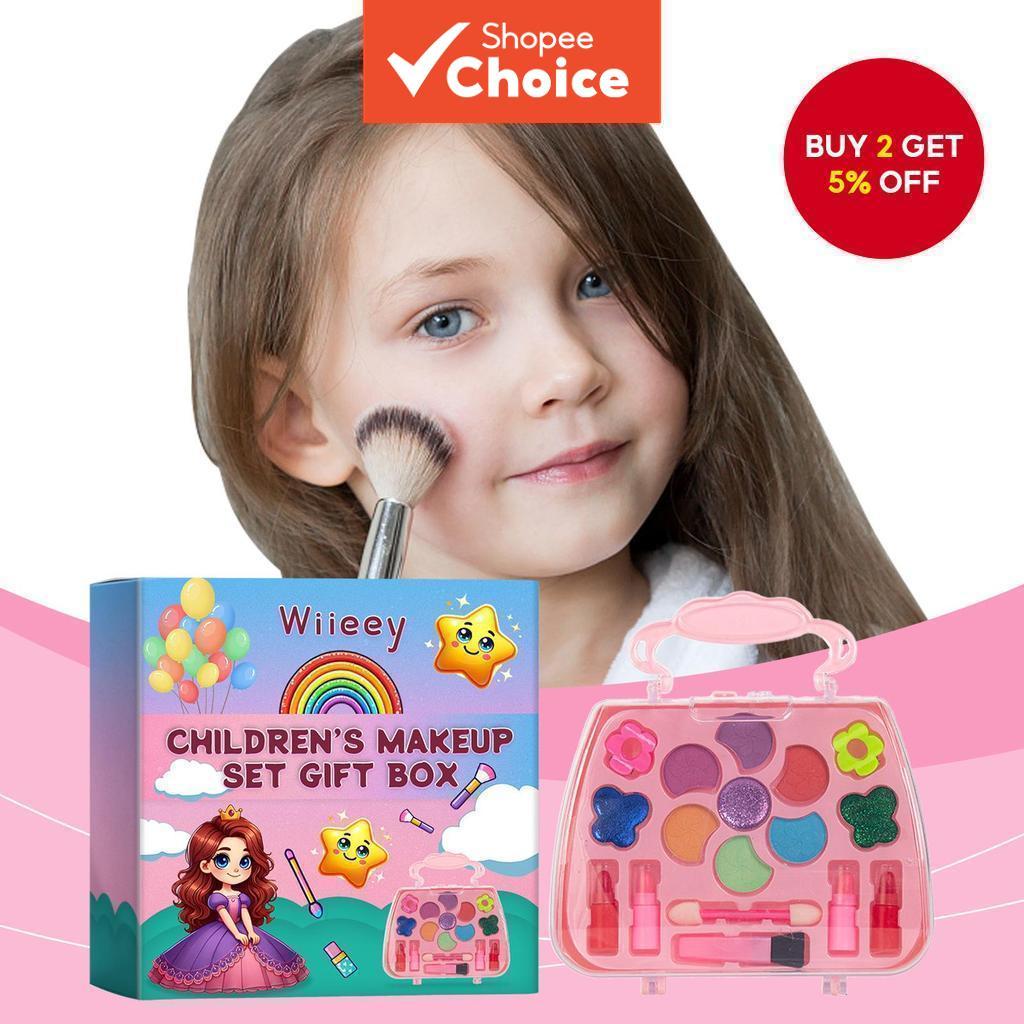 The WIEEYY Kids Cosmetics Set Play Makeup Kit Lipstick Eyeshadow Smooth ...