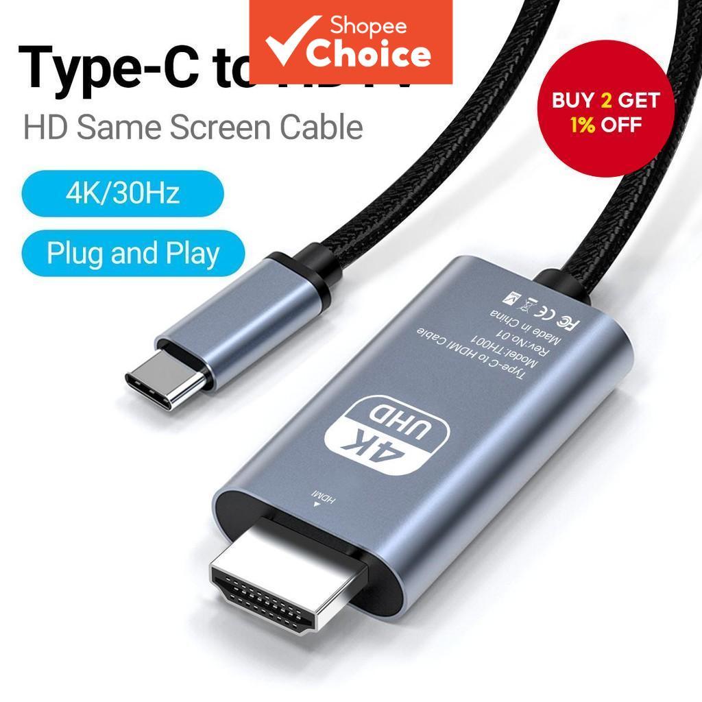 USB C to HDMI 2m Adapter 4K30Hz for iPhone iPad Pro Notebook Laptops ...