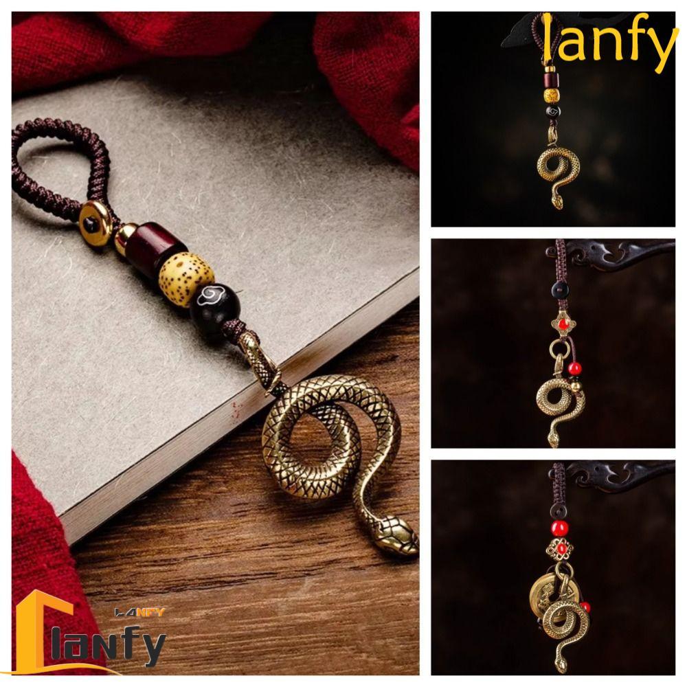 LANFY Zodiac Keychain, Brass Animals Snake Key Ring, Charm Wealth Hand ...