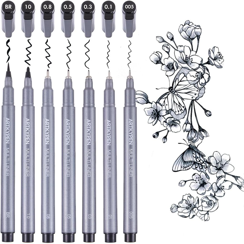 Pen Seni Lukisan Pelapik Halus Mikro: Set pen dakwat Kalis Air Garis ...